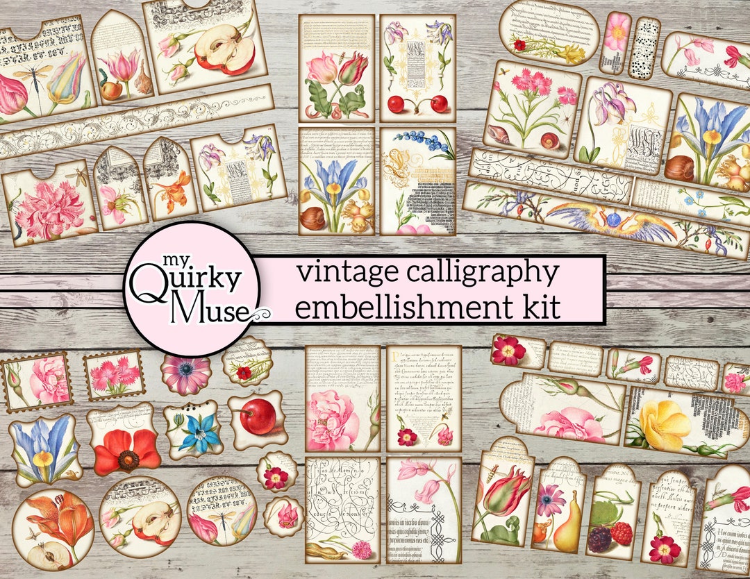 Calligraphy Embellishment Kit for Your Junk Journals, Pocket Tucks ...