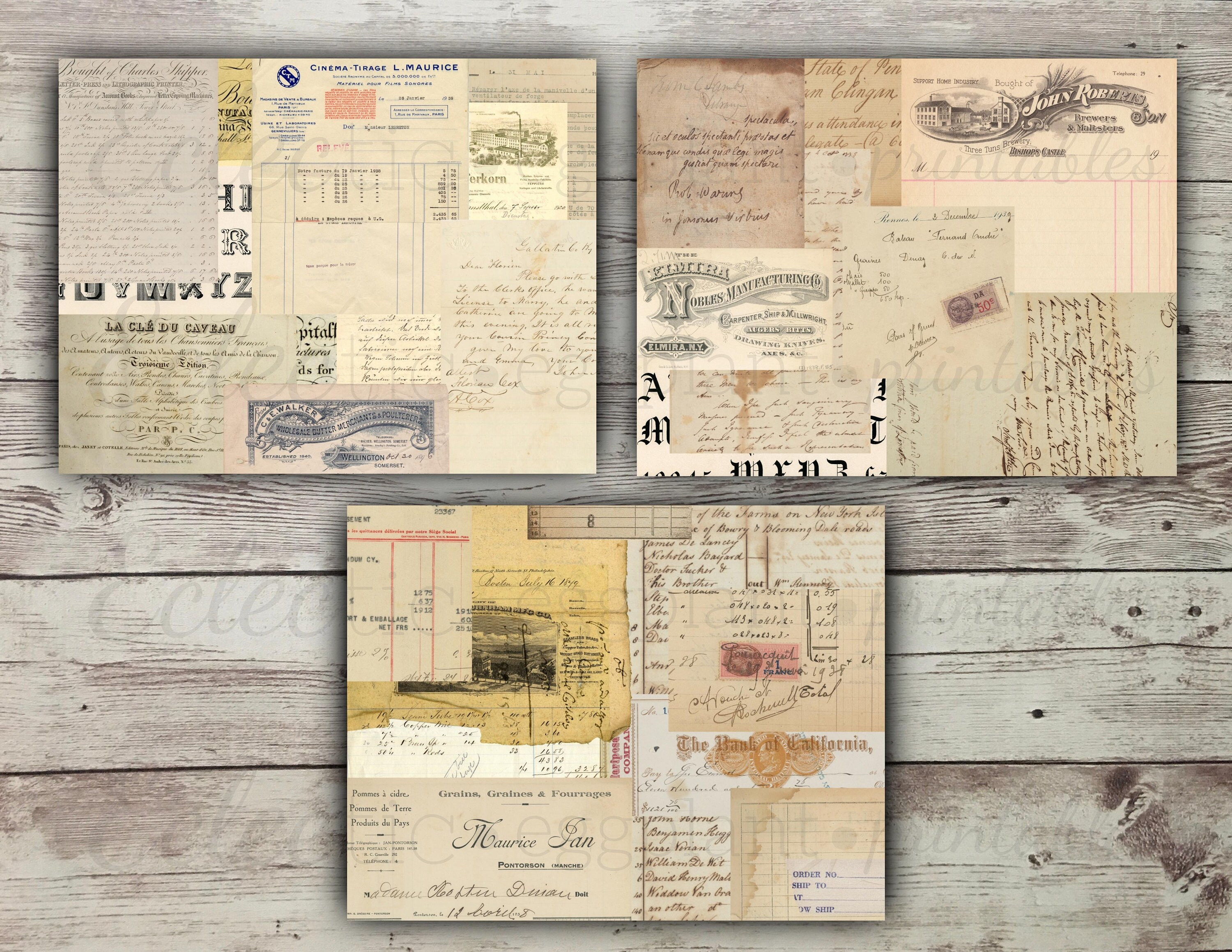 Vintage Receipt Collage Pages for Your Junk Journals Ephemera | Etsy
