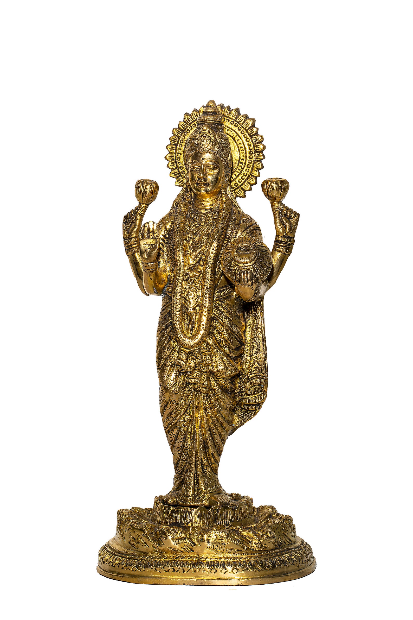 Goddess Lakshmi Standing Statue 15.5inchesbrass Statue - Etsy