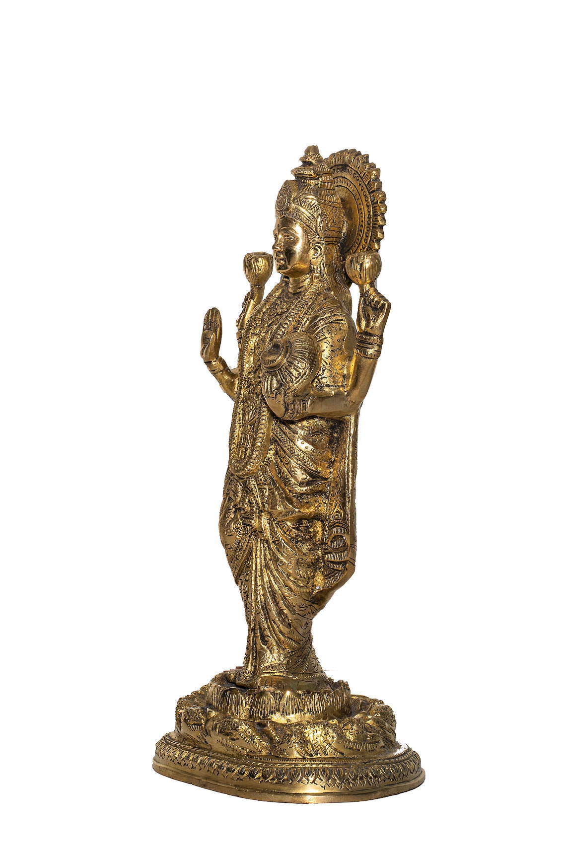 Goddess Lakshmi Standing Statue 15.5inchesbrass Statue - Etsy