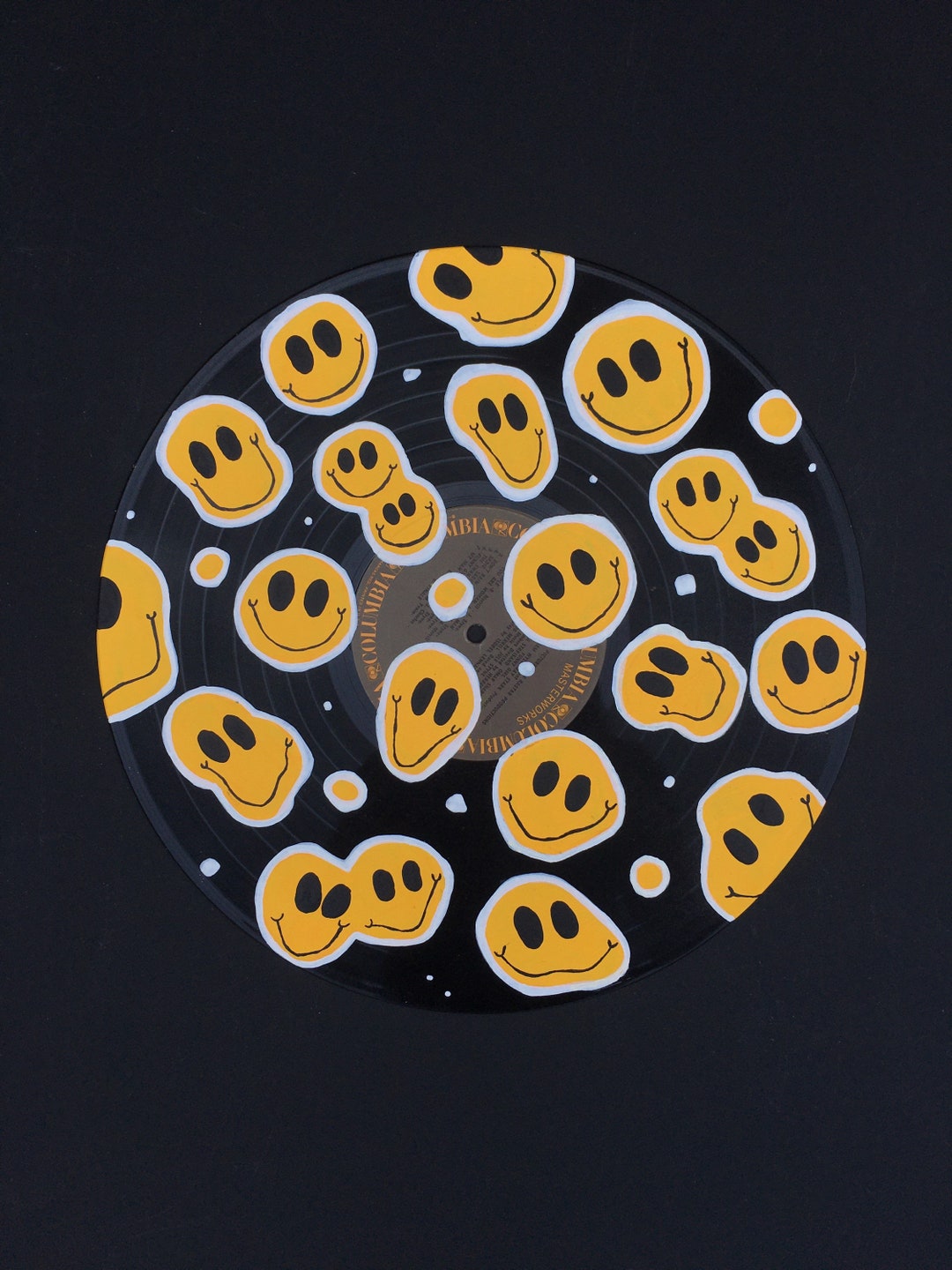 Yellow smiley face vinyl record - Etsy Österreich