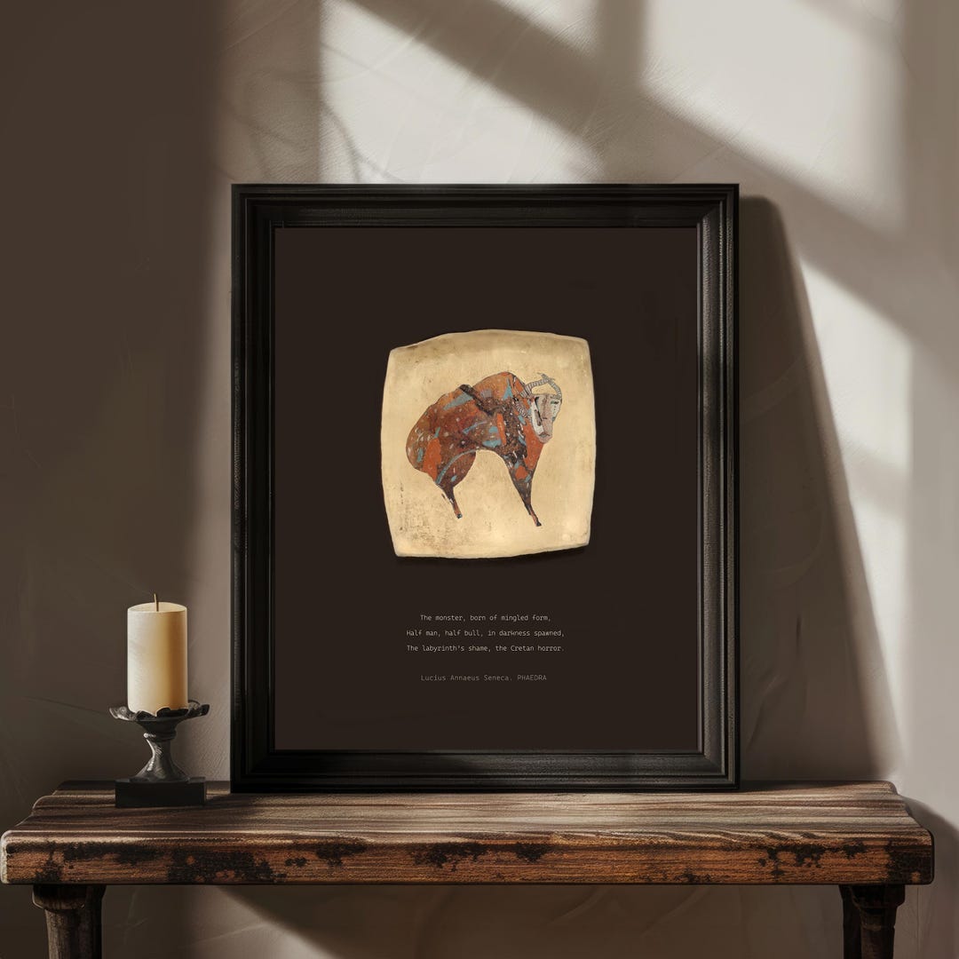 Minotaur Print: Seneca Phaedra Quote, Greek Mythology Art (digital ...