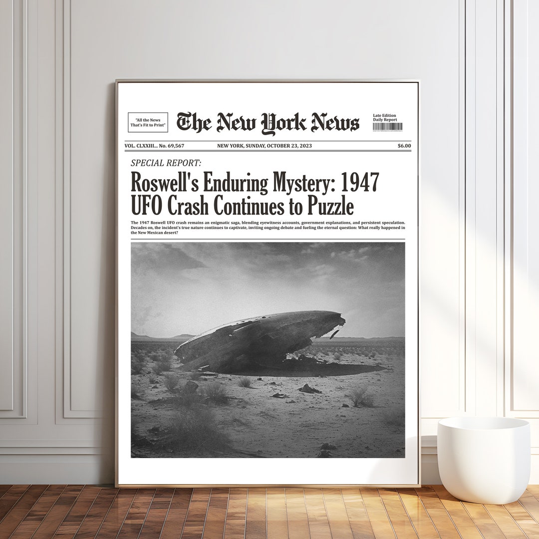 Alien Newspaper Prints, X-files, UFO Wall Art, Living Room Wall Art ...