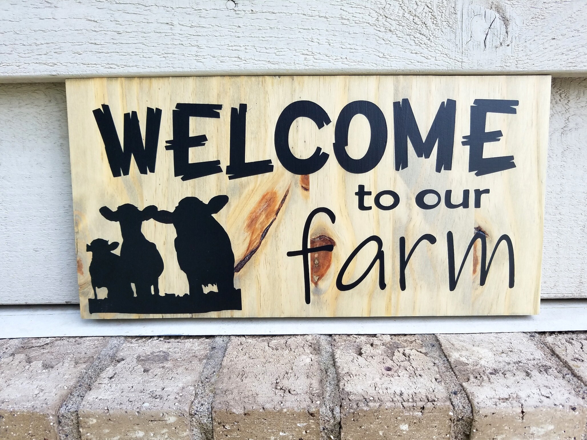 Painted Sign Pine 6x12 Welcome to Our Farm Cows Wood | Etsy