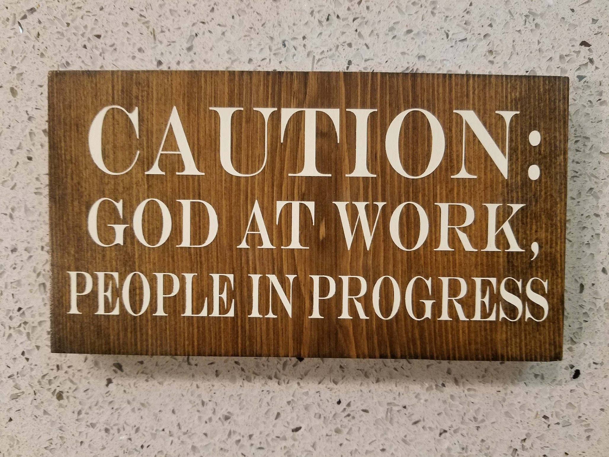 Painted Sign Pine 4 x 7 Caution God at Work People in | Etsy