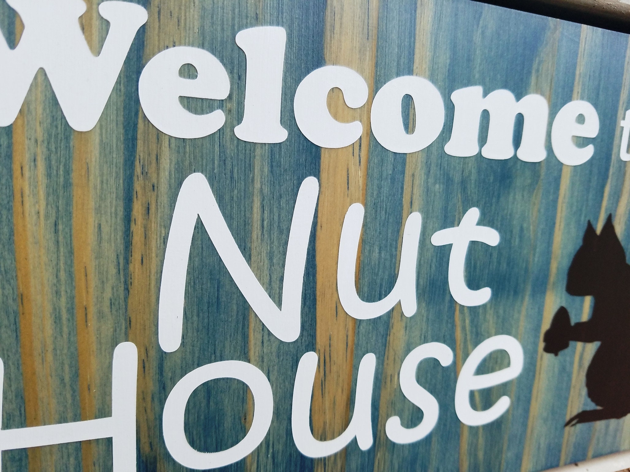 Sign Pine 6x12 Blue & White Welcome to the Nut House | Etsy