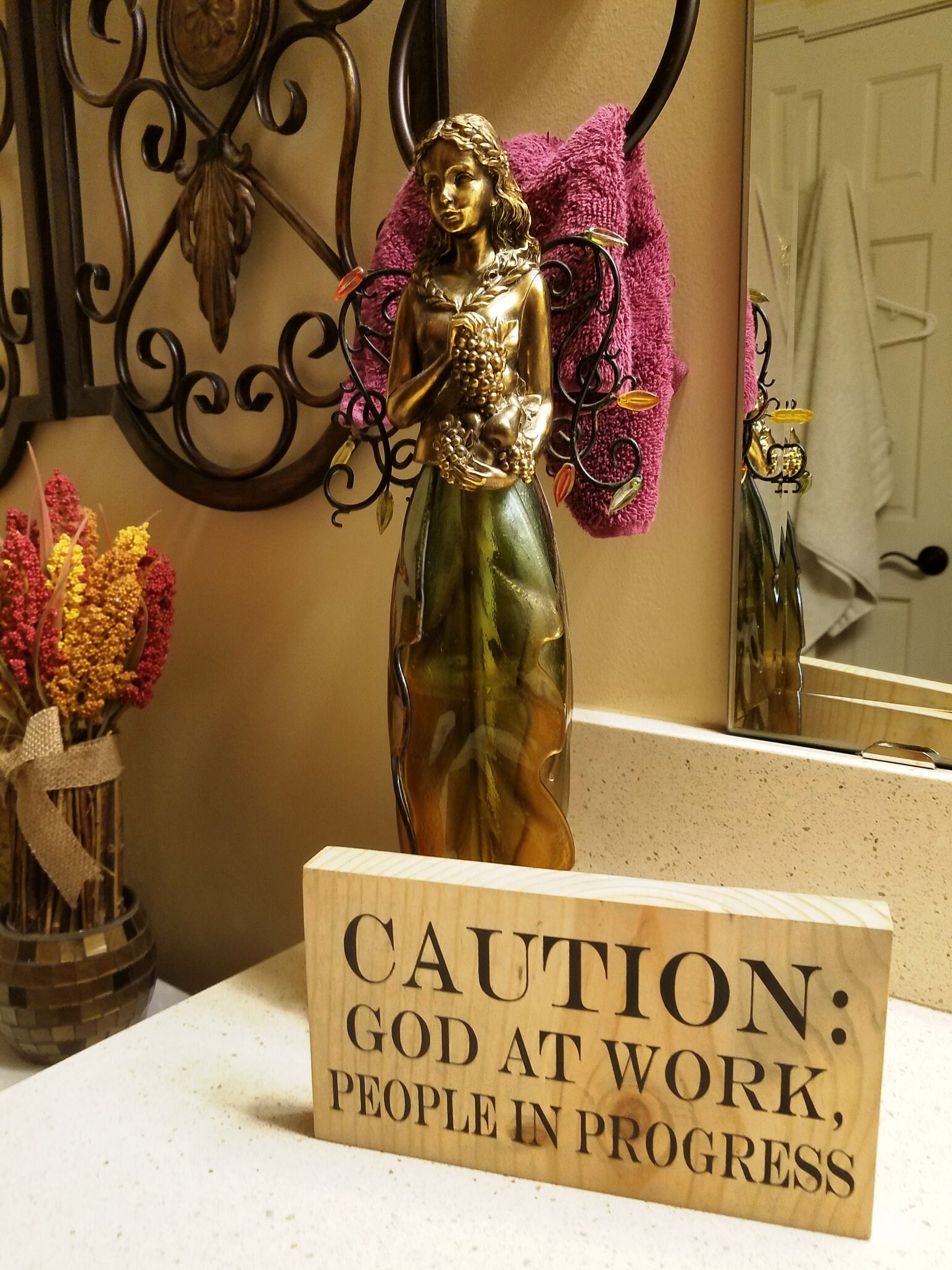 Painted Sign Pine 4 x 7 Caution God at Work People in | Etsy