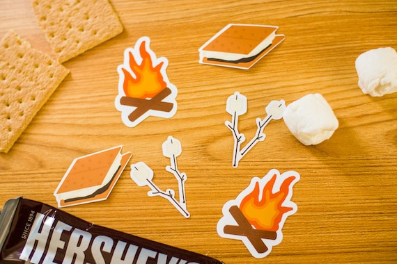 Smores Stickers Pack of 6 Vinyl Sticker Set Camping | Etsy