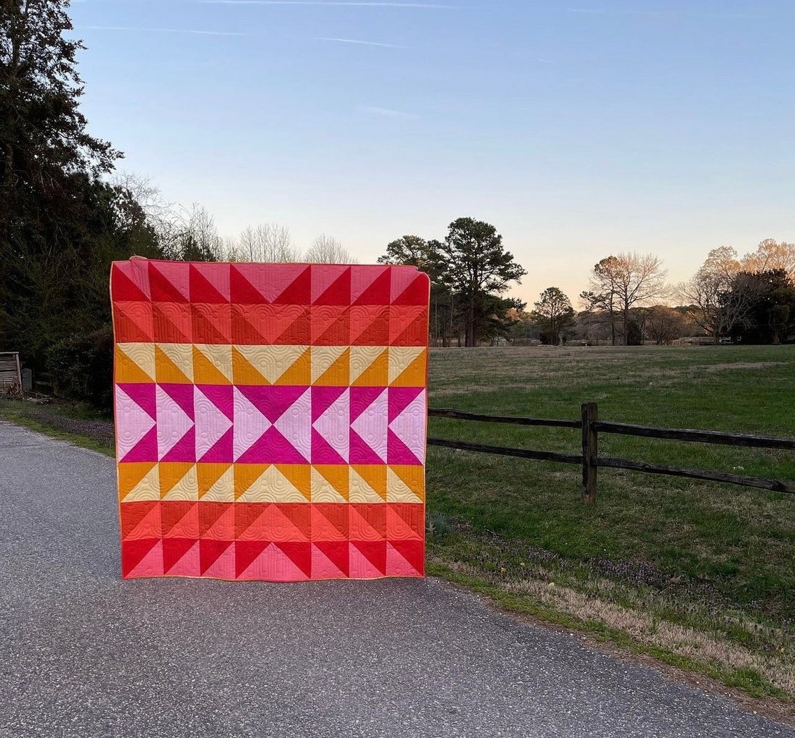 MADE TO ORDER - Retro and Fun 70’s Themed Half Square Triangle Quilt ...