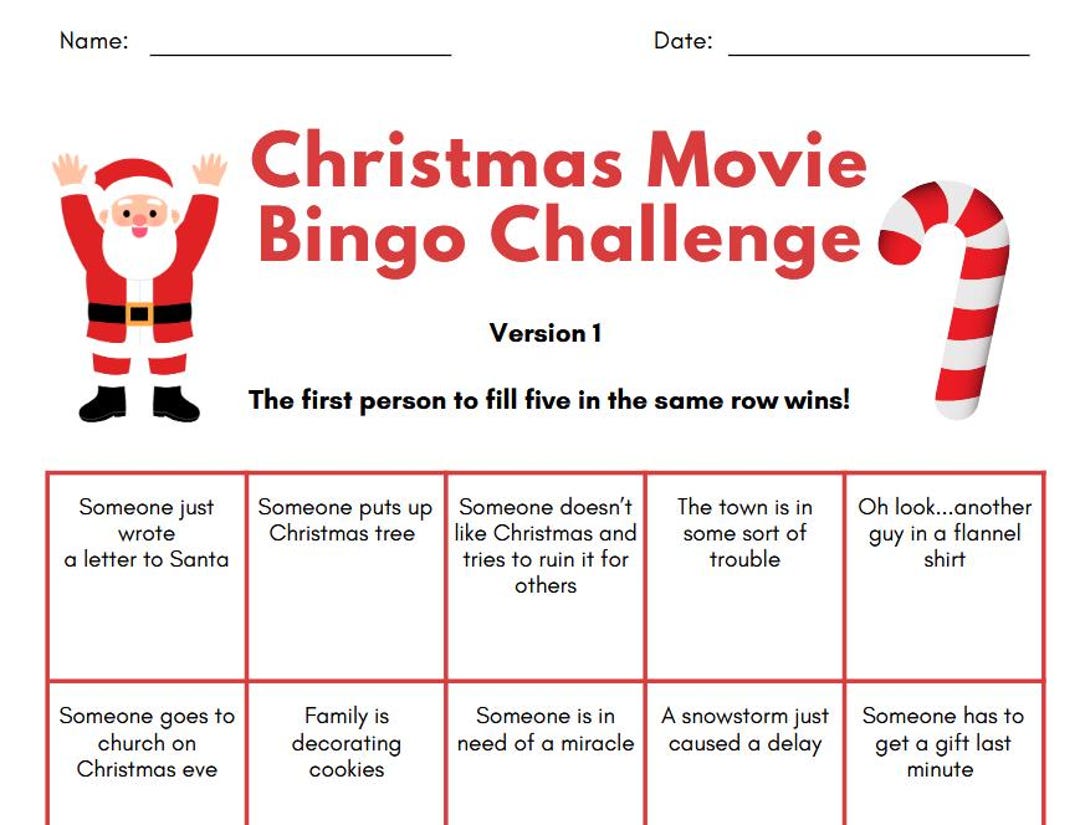 Christmas and Holiday Movie Bingo - Printable Pages - 4 Versions - Etsy