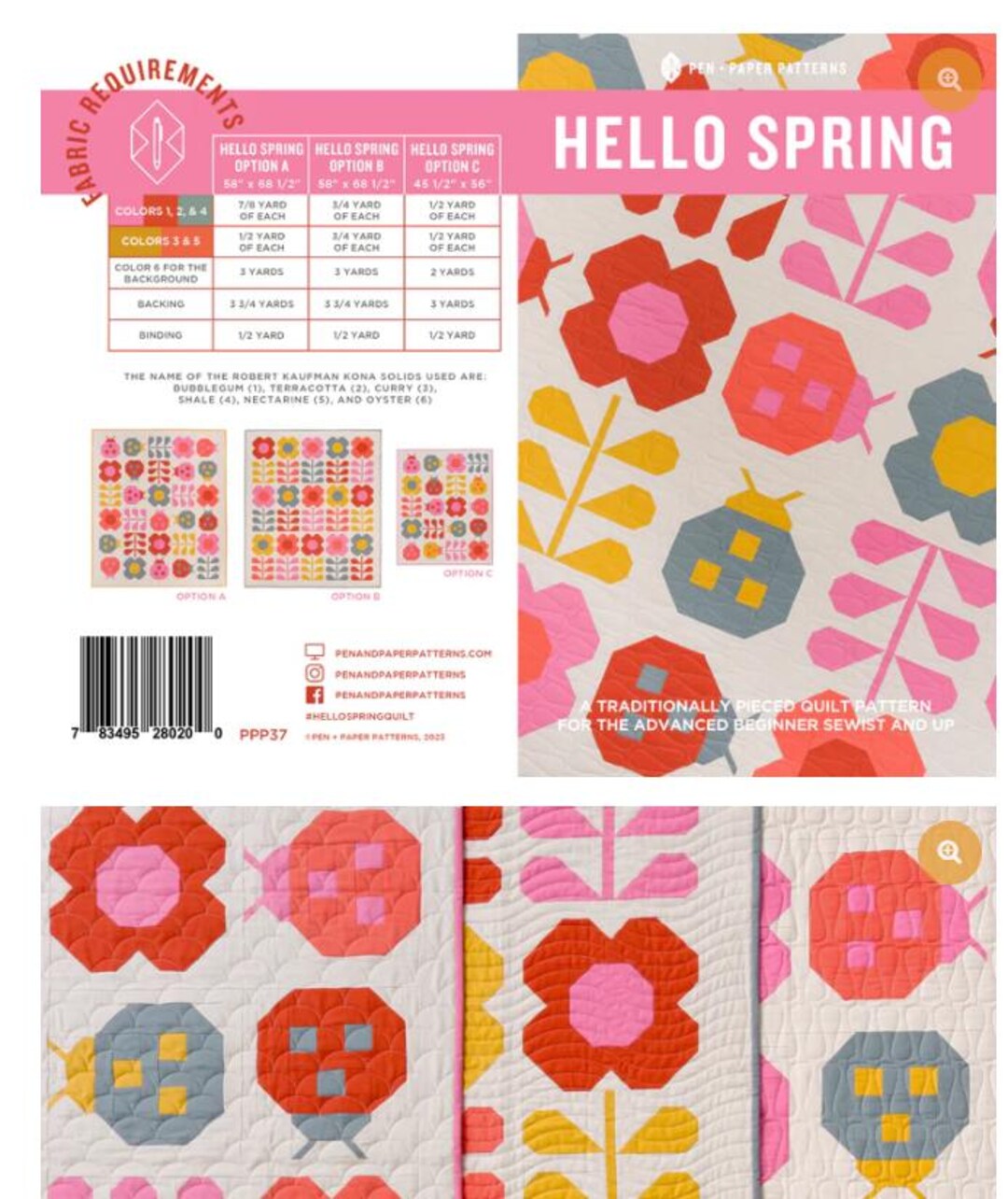 Hello Spring Quilt Pattern by Pen + Paper Patterns - Etsy