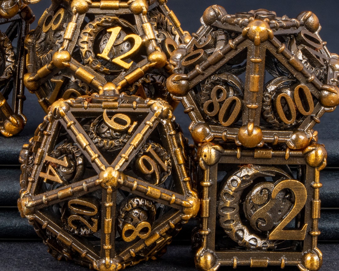 Dnd D20 Bronze Sun Moon RPG D10 Handmade MTG Polyhedral Metal D6 Hollow ...