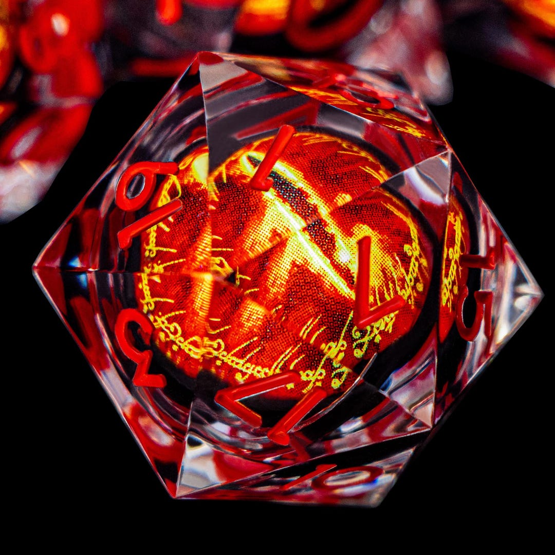 Lliquid Flow Core Eye of Sauron D20 Dnd Sharp Edge Resin Dice Set 7PCS ...