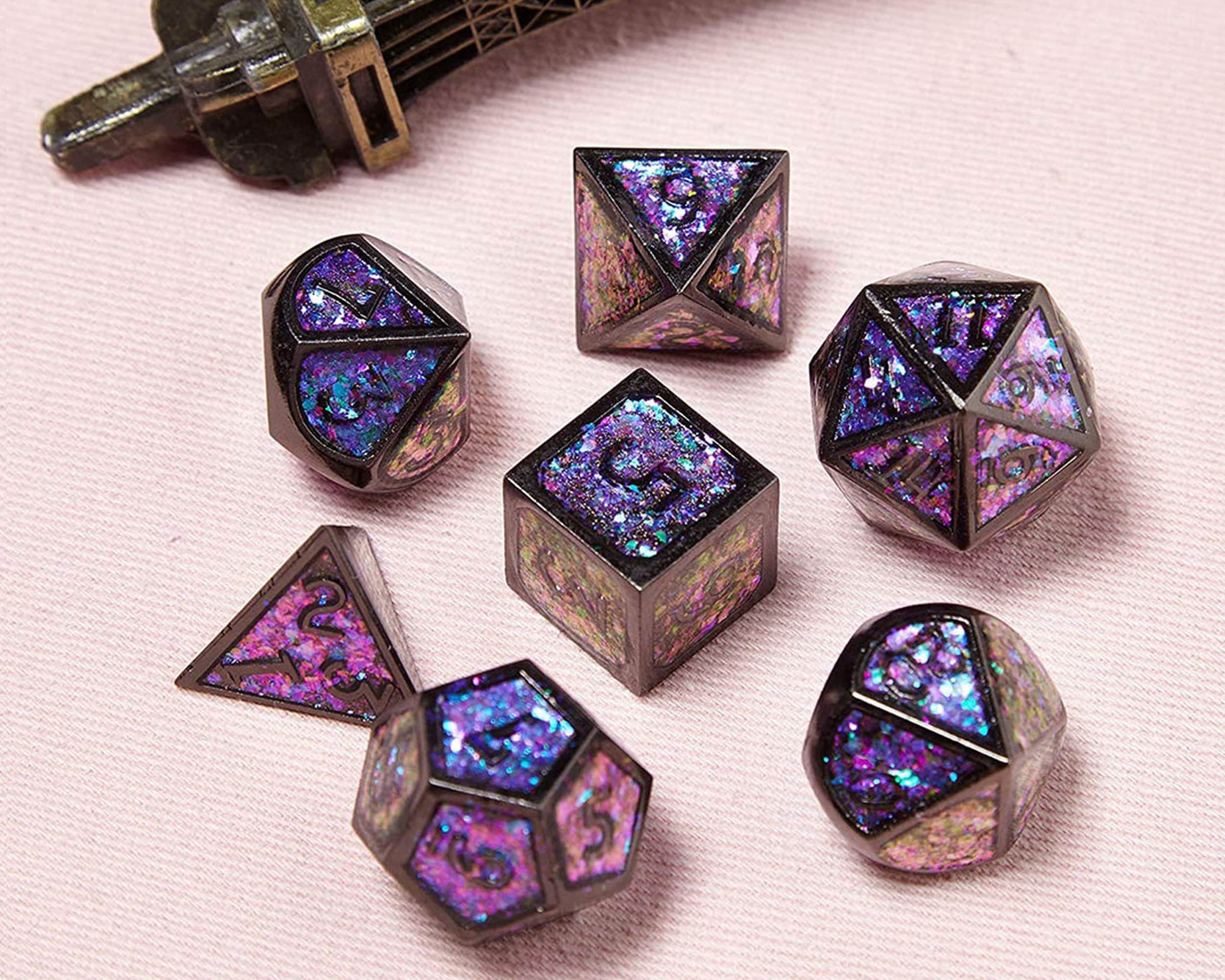 Purple\u00a0dnd dice set metal\u00a0polyhedral\u00a0dice\u00a0set d&d ...