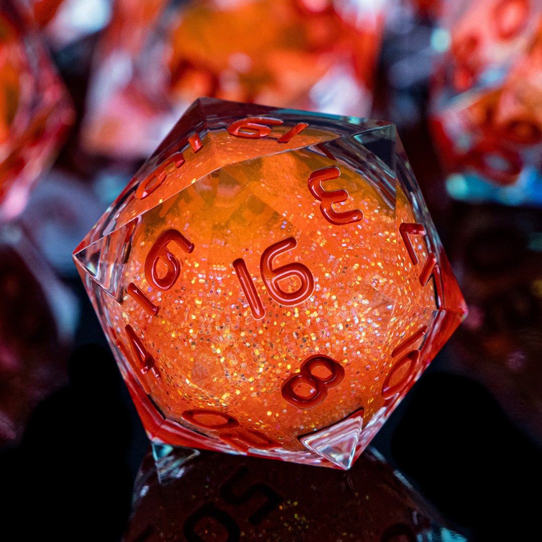Orange Dnd Liquid Flow Core RPG Polyhedral Sharp Edge Handmade - Etsy