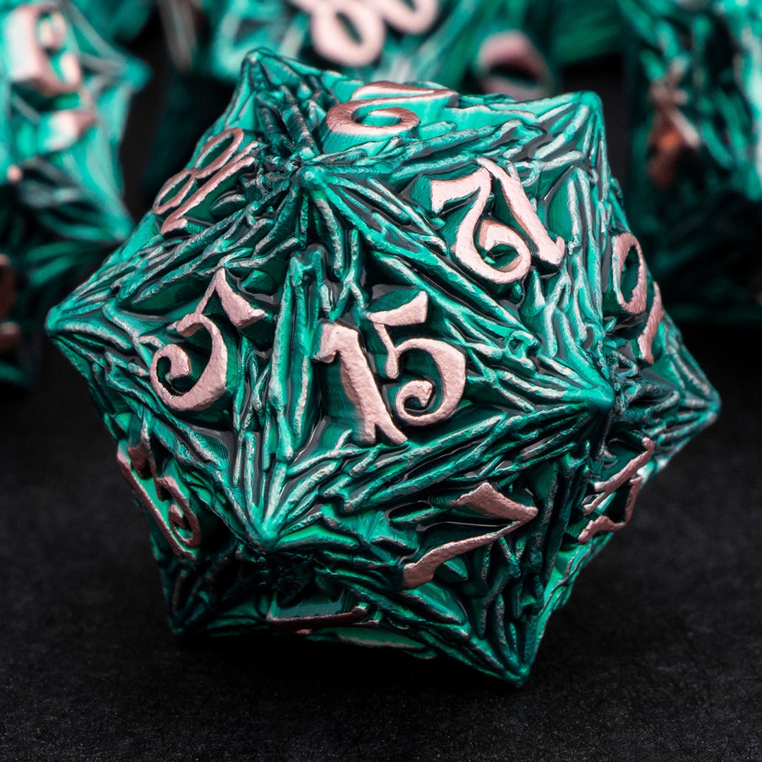 Dnd Metal Dice Set D Dnd D Tree Root RPG Polyhedral Green Dice for ...