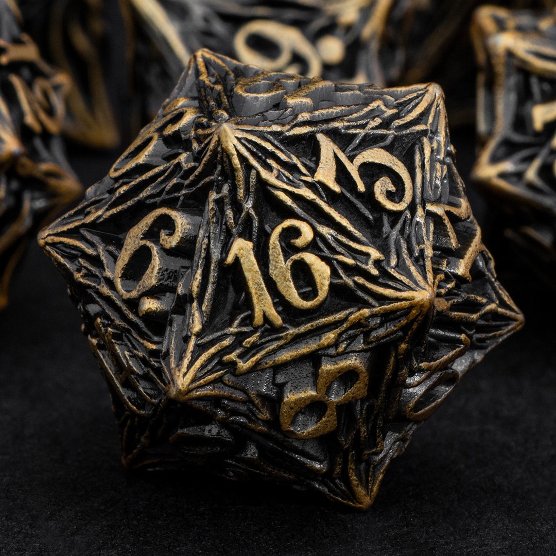 Dnd Metal Dice Set D Dnd D Ancient Gold Tree Root RPG Polyhedral Dice ...