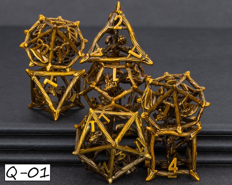 Dnd Ancient Gold Hollow Dragon DD Metal Polyhedral RPG Dice - Etsy