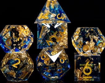 Sacred Flame Blue Smoke With Gold Foil Handmade Resin Sharp Edge Dnd ...