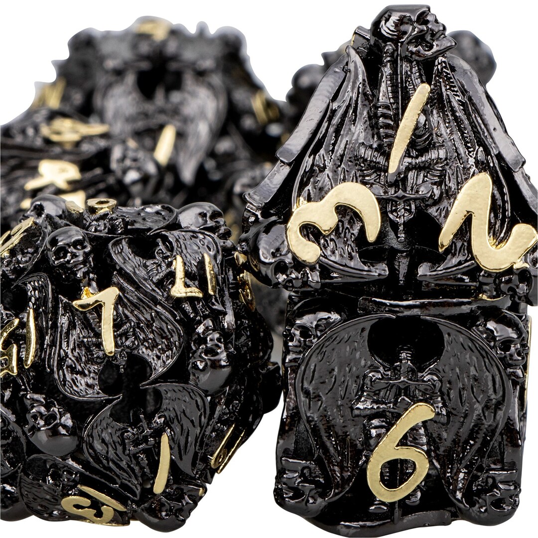 Dungeons and Dragons Black Angel Hollow DND Metal Dice Set Role Playing ...
