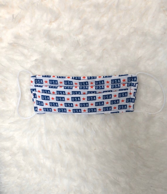 USA Print Face Mask Over the Ear Face Mask With Pocket for | Etsy