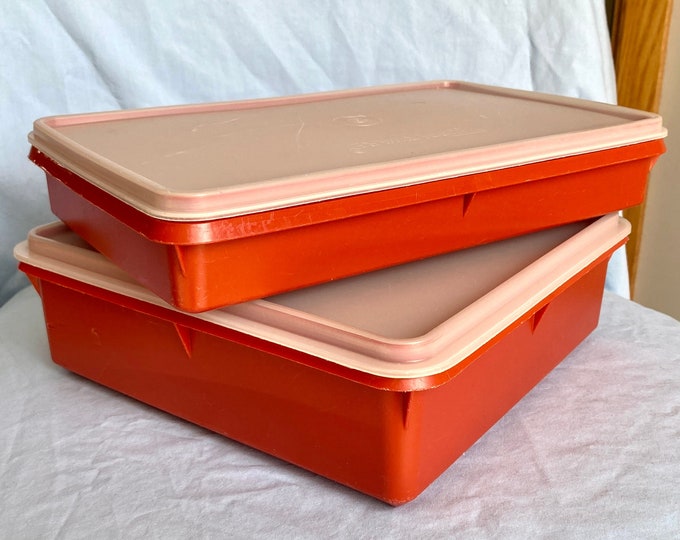 Vintage Tupperware, Burnt Orange, 9 Square Container 514-3, 11 X 6 1/2 ...
