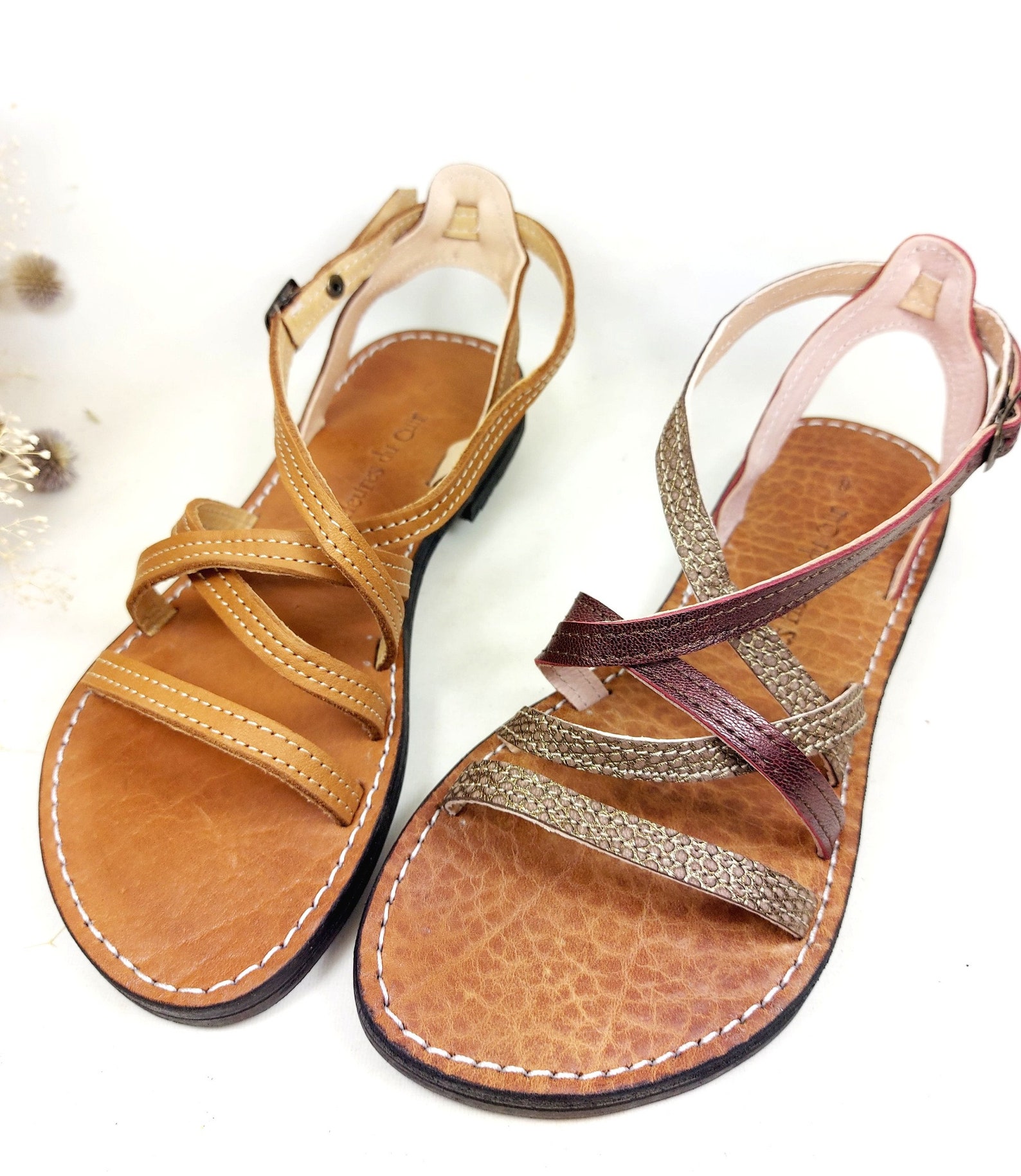 Sandales artisanales en cuir pour femme en France sandales - Etsy France