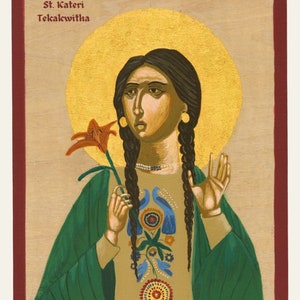 St. Kateri Tekakwitha Lily of the Mohawks Icon Postcards pack of 6 ...