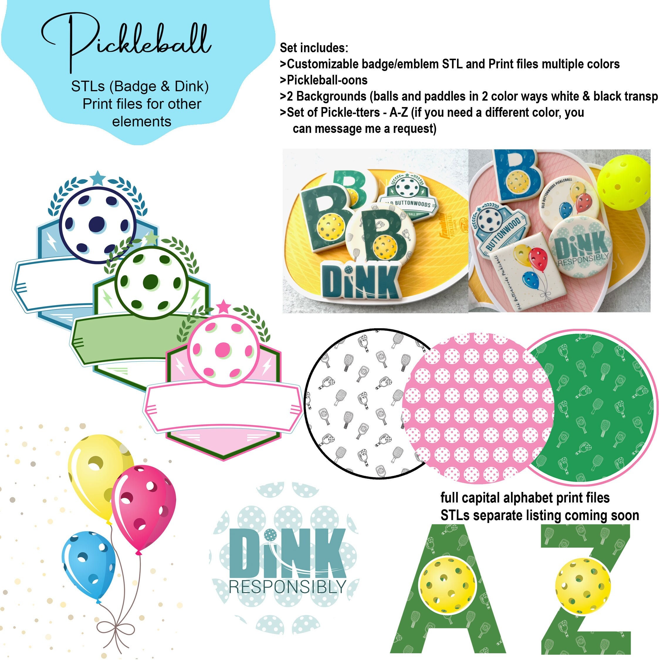 Pickleball Set W/stl Files - Etsy