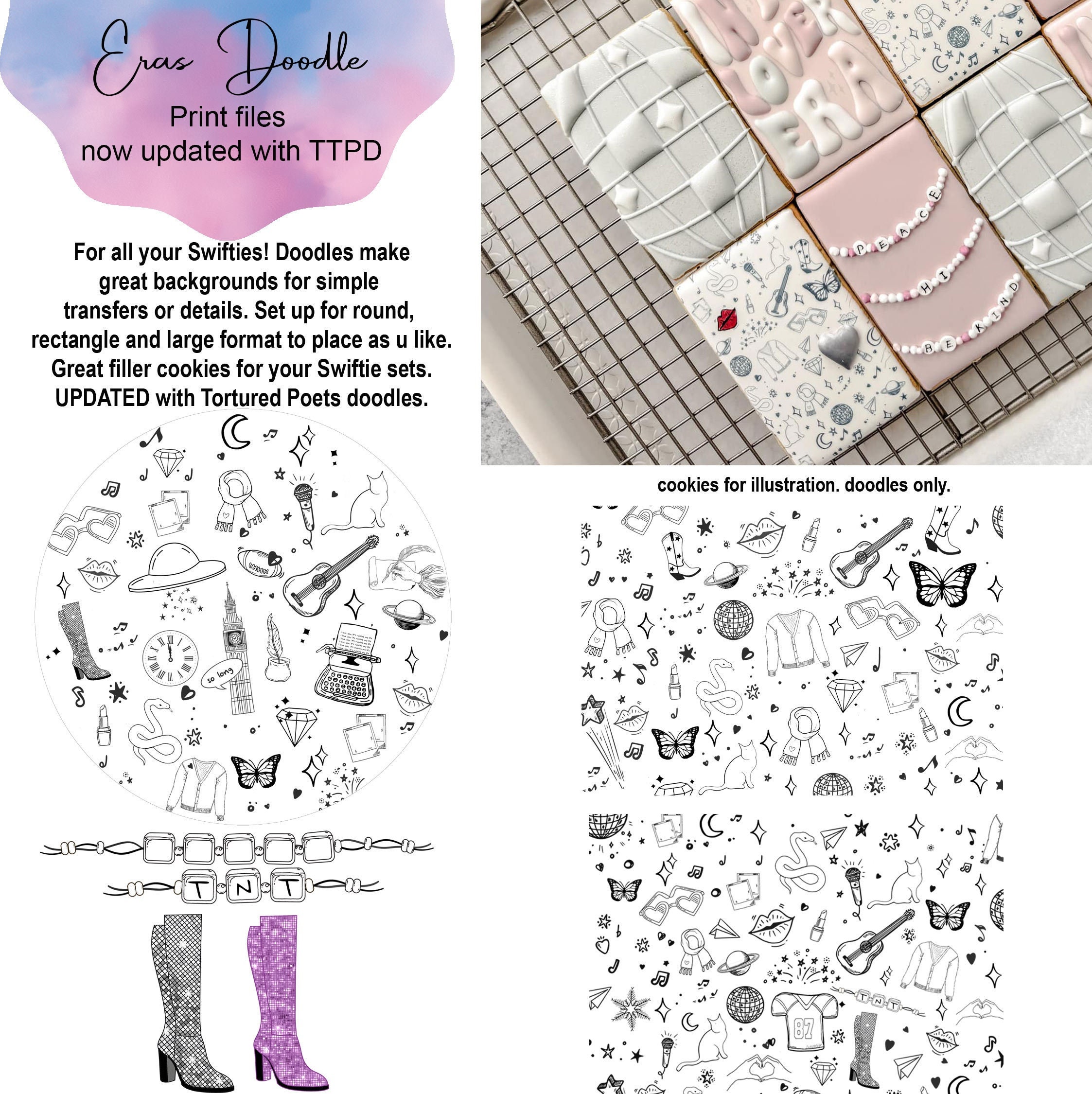 Eras Inspired Doodle UPDATED (TNT + TTPD) - Etsy