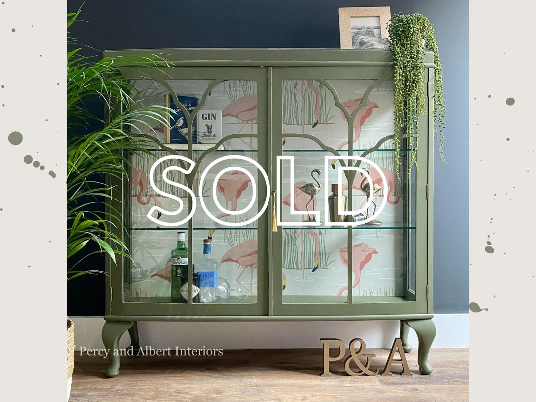 COMMISSION POSSIBLE * Flamingo Themed Gin / Display Cabinet * SOLD - Etsy