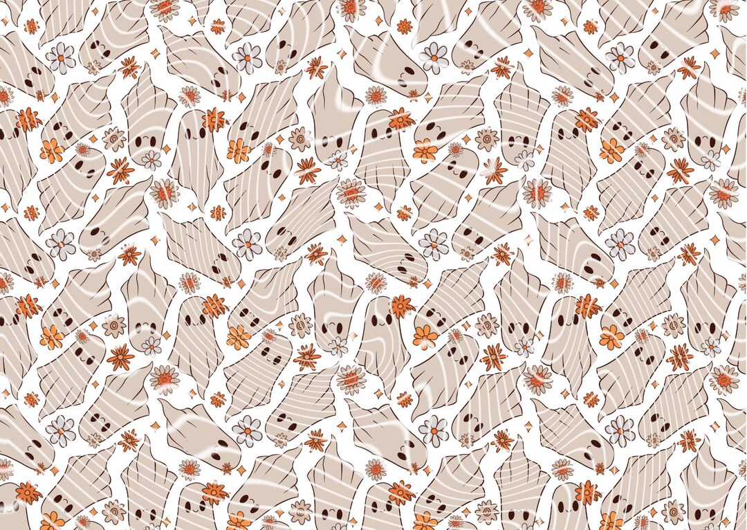 Long Pretty Ghosts Halloween Seamless PNG - Etsy
