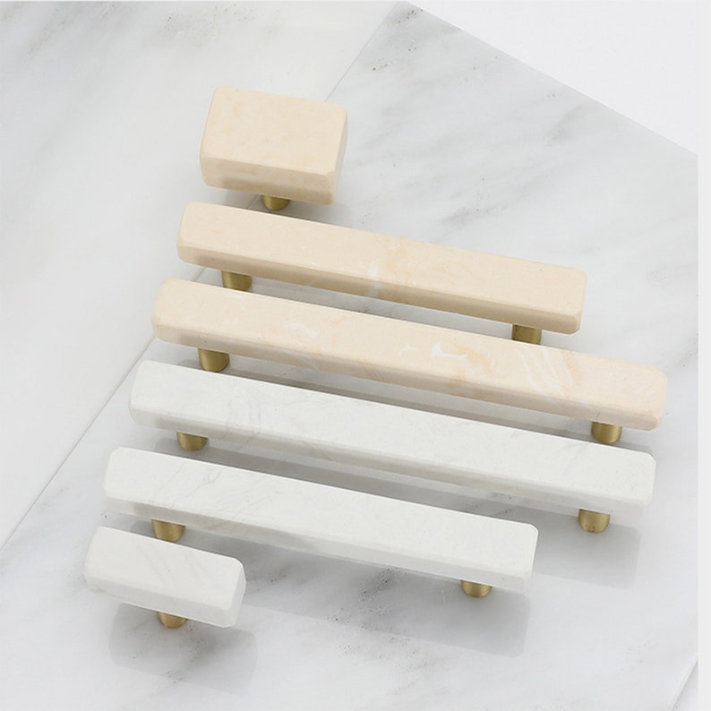 3.75 5 White Yellow Natural Marble Cabinet Handle - Etsy