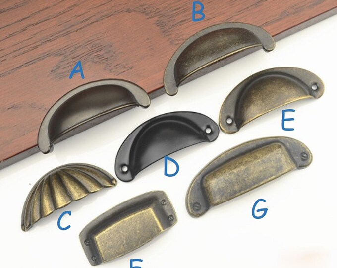 3 Cup Drawer Pull Dresser Pulls Knobs Handles Shell Bin Cabinet Door ...