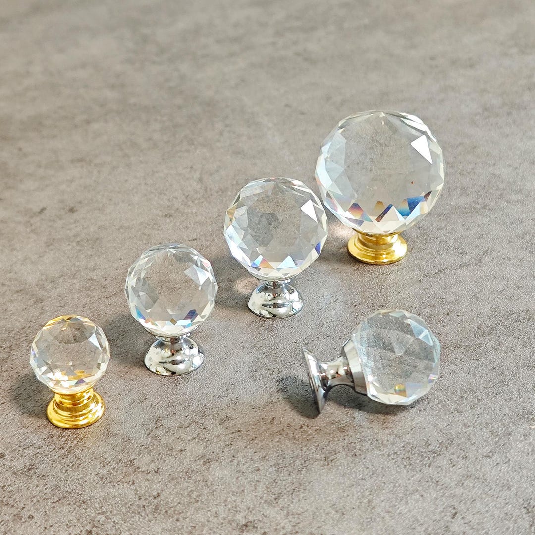 0.8" 1" 1.2" 1.6" Clear Glass Crystal Ball Knobs Wardrobe Cabinet Door ...
