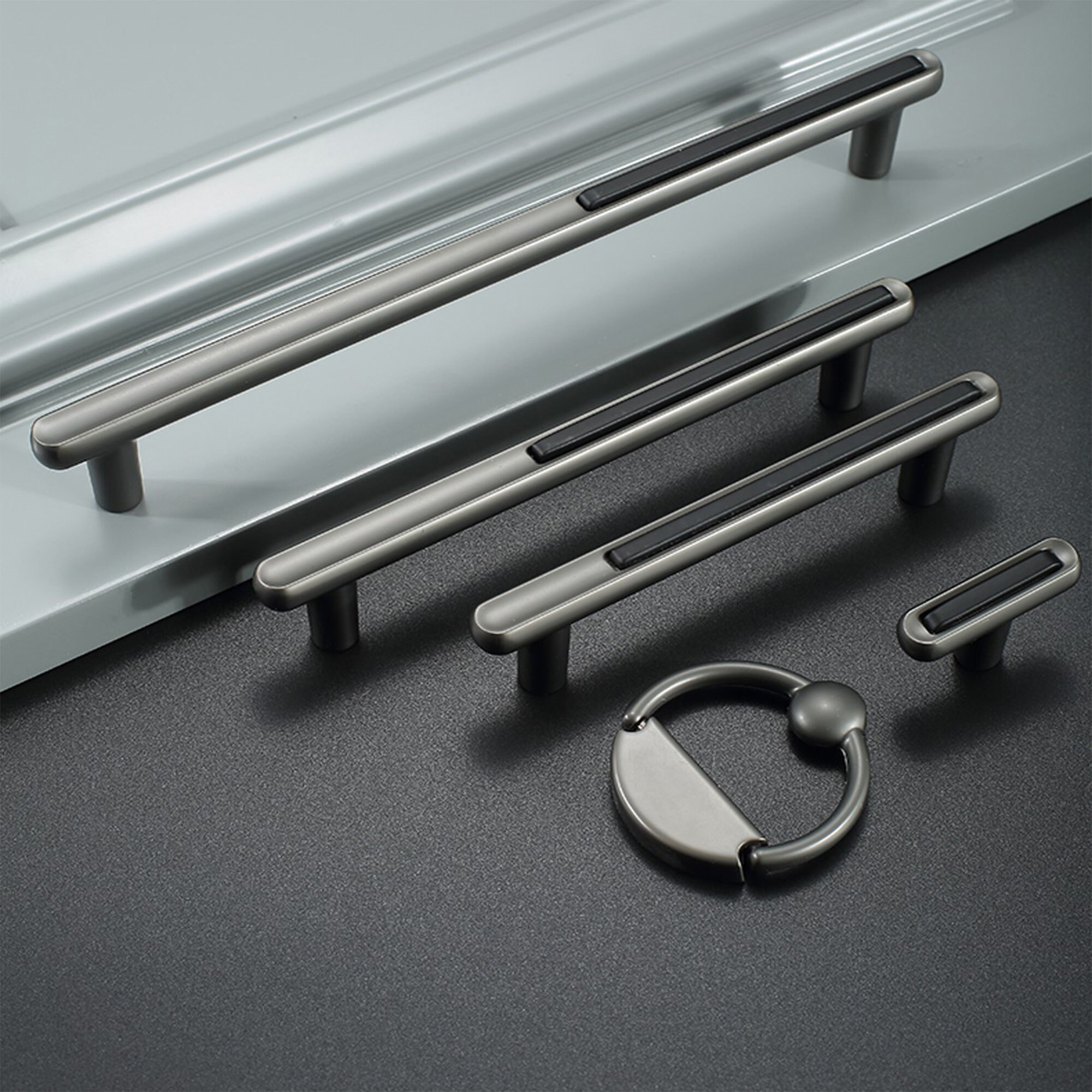 5 7.56 Gray Black Long Cabinet Handles Pulls Knobs - Etsy