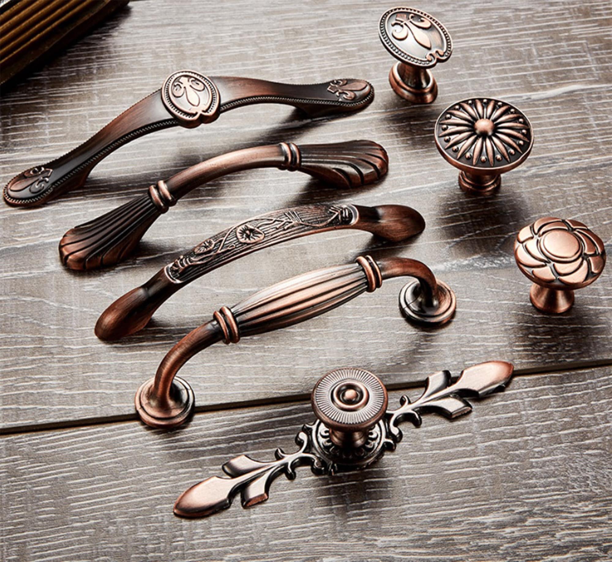 3.75 5 Red Bronze Retro Round Drawer Knobs Drawer - Etsy