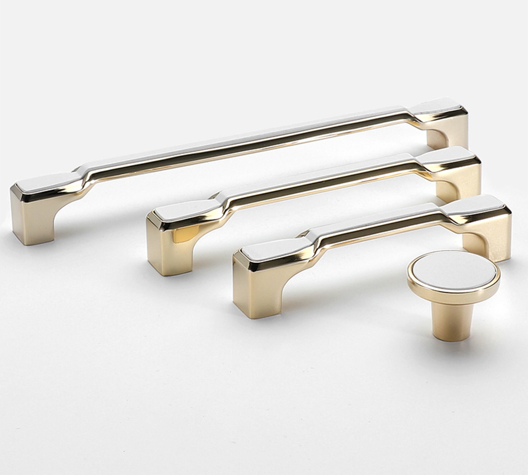 3.75 5 White Black Gold Hide Round Handles | Etsy