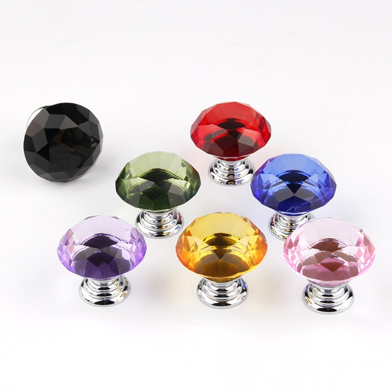 1.2 Colorful Acrylic Crystal Knobs Cabinet Door Pulls - Etsy