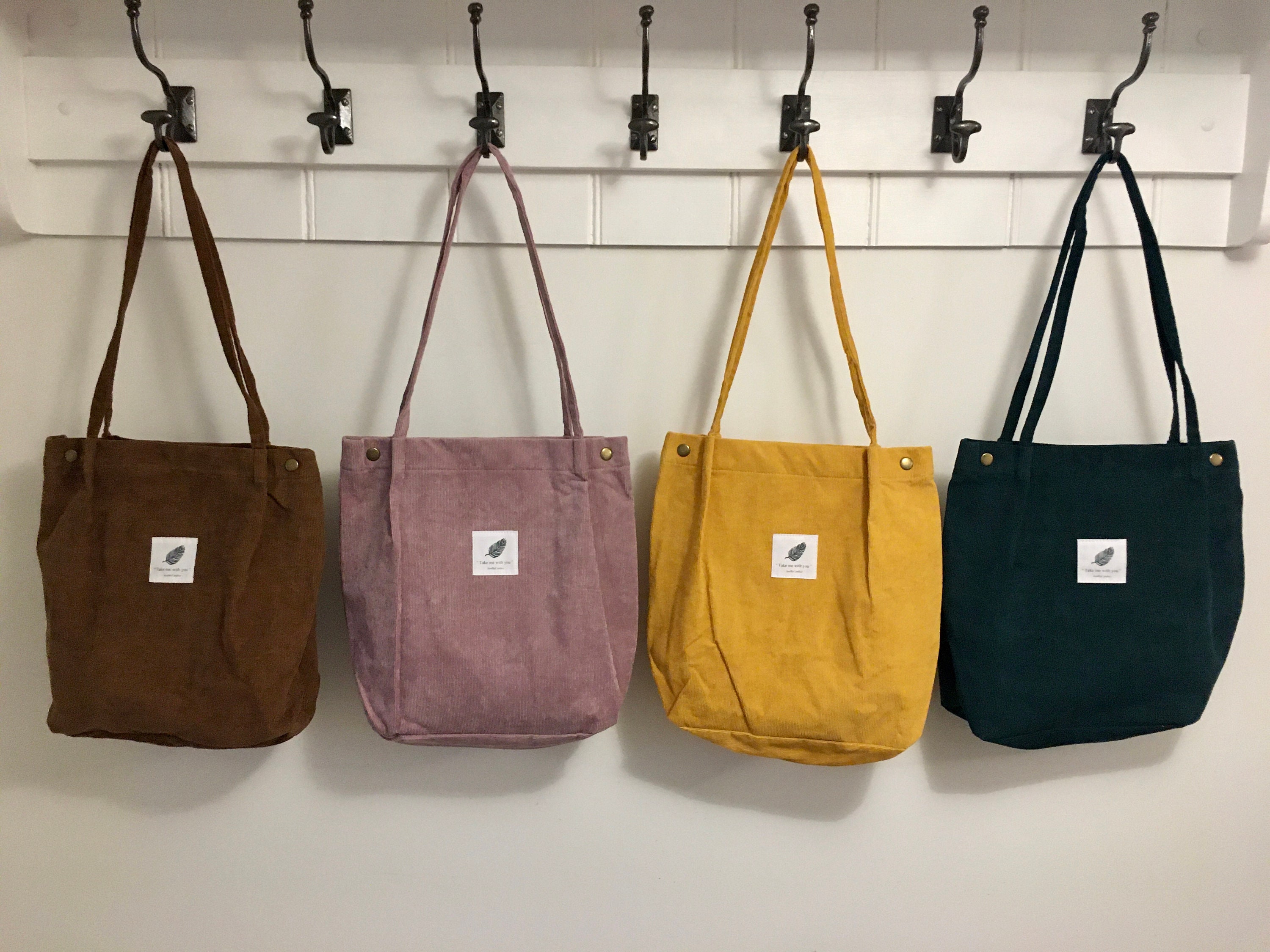 Corduroy Canvas • Shoulder Bag • Handbag • Reusable • Tote Bag ...