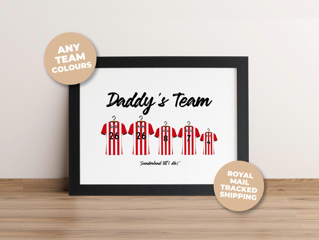 Personalised Sunderland FC Football Shirt Print, Family Team Gift ...