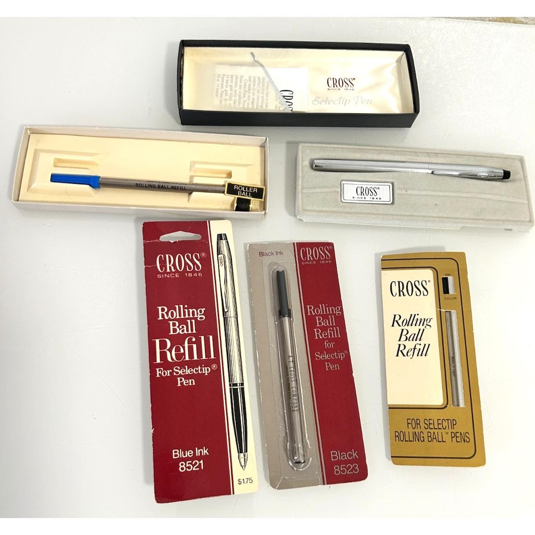 Vintage 80s Cross Selectip Pen Chrome 3503 Box Made USA W/3 Refills ...