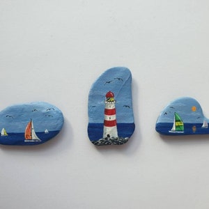 Mini Sailing Fridge Magnets Set of 3 Handpainted Slate Day - Etsy