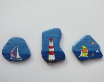 Mini Sailing Fridge Magnets Set of 3 Handpainted Slate Day - Etsy