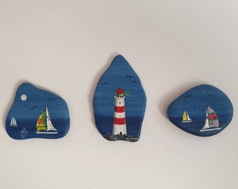 Mini Sailing Fridge Magnets Set of 3 Handpainted Slate Day - Etsy