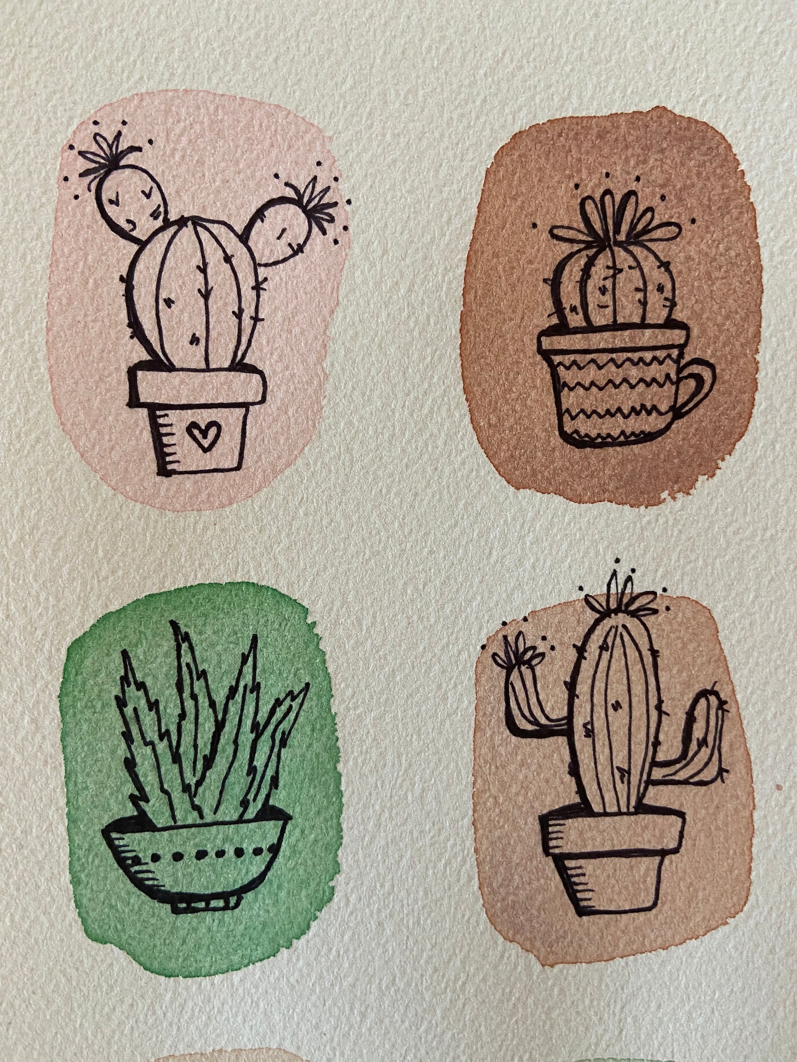 Handmade Watercolor and Ink Artwork of Succulents and Cacti - Etsy