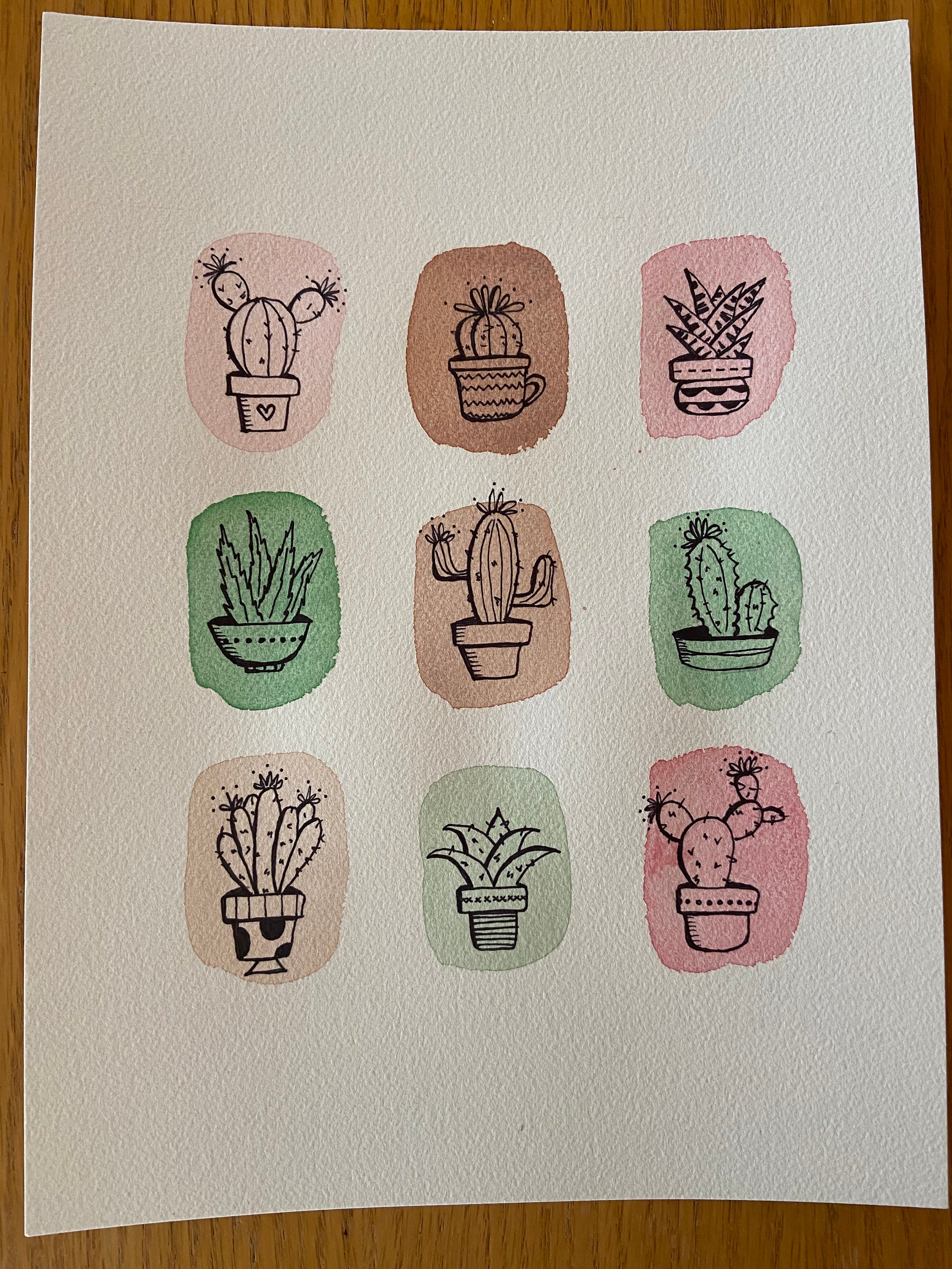 Handmade Watercolor and Ink Artwork of Succulents and Cacti - Etsy