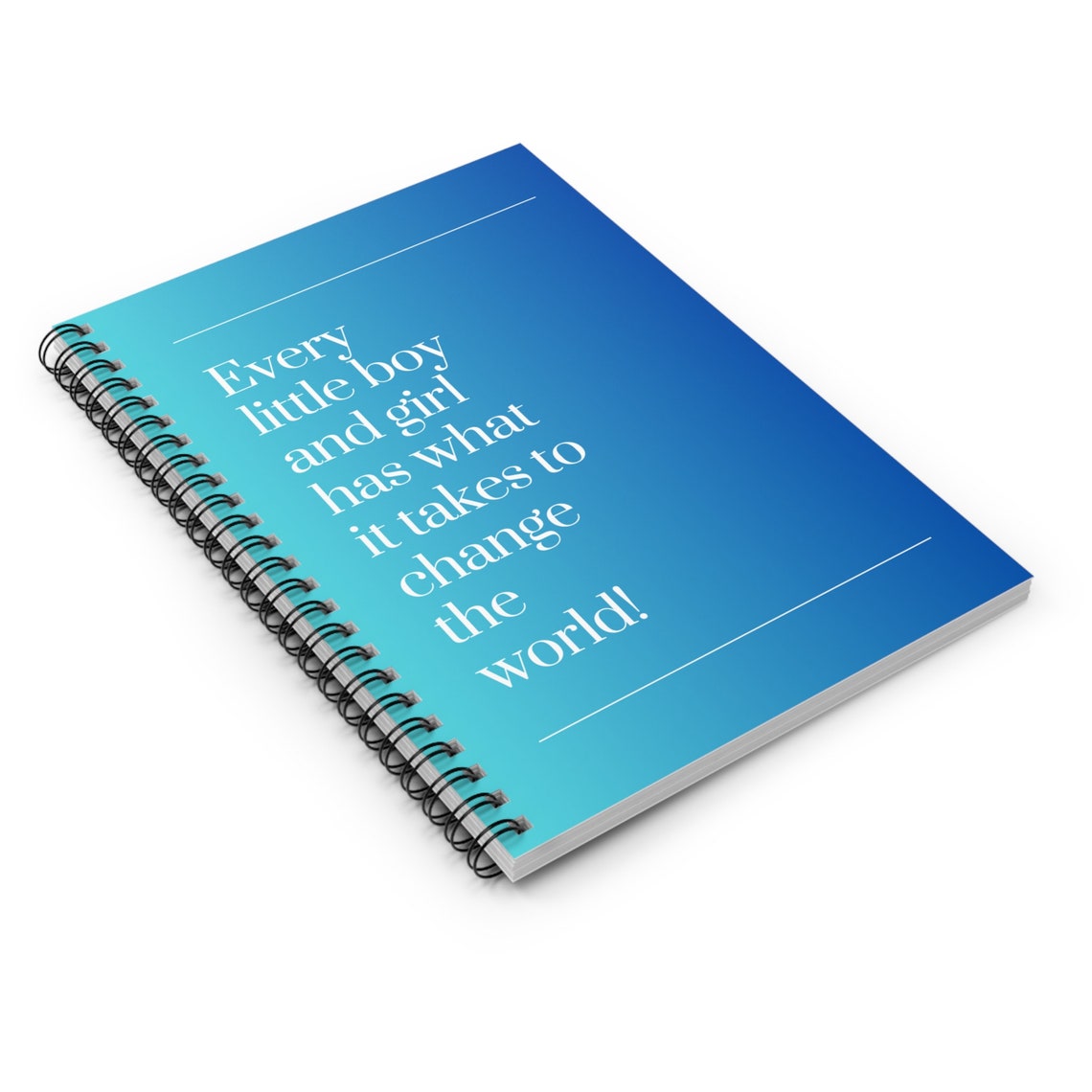 Blue Kids' Spiral Notebook - Ruled Line, Kids Can Change the World ...