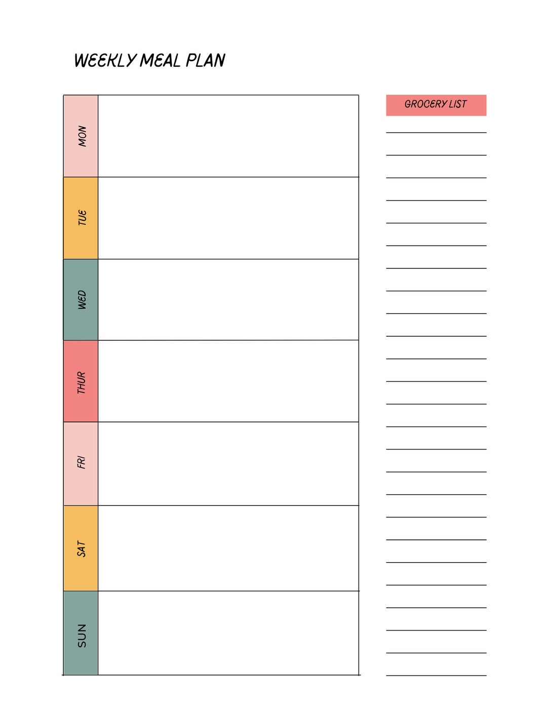 Simple Pastel Weekly Meal Planner, Meal Planner, Printable Meal Planner ...