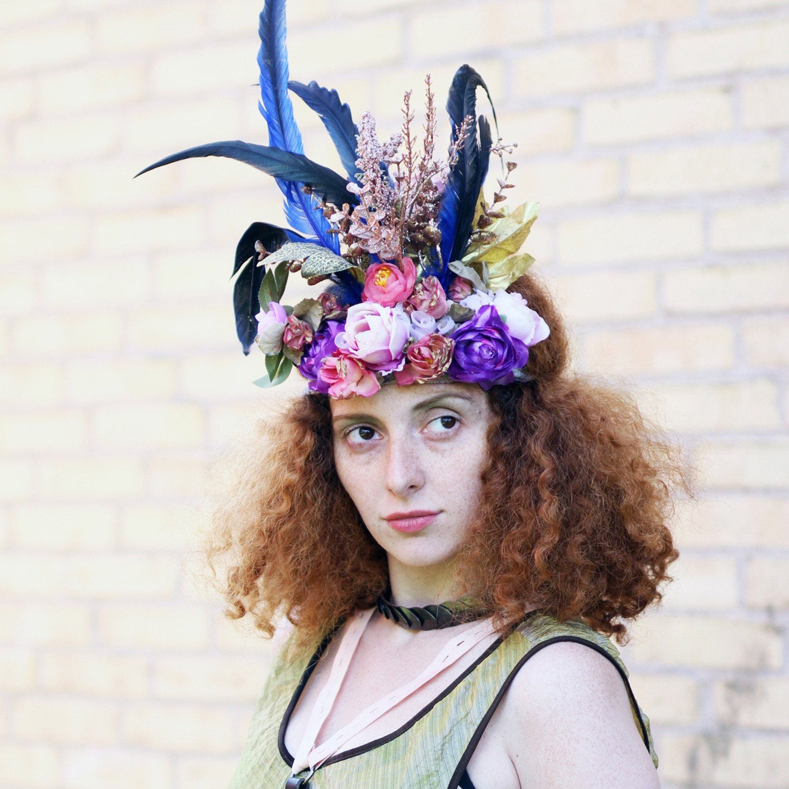 Handmade Burlesque Headdress: Vintage Flowers & Feathers Fascinator - Etsy